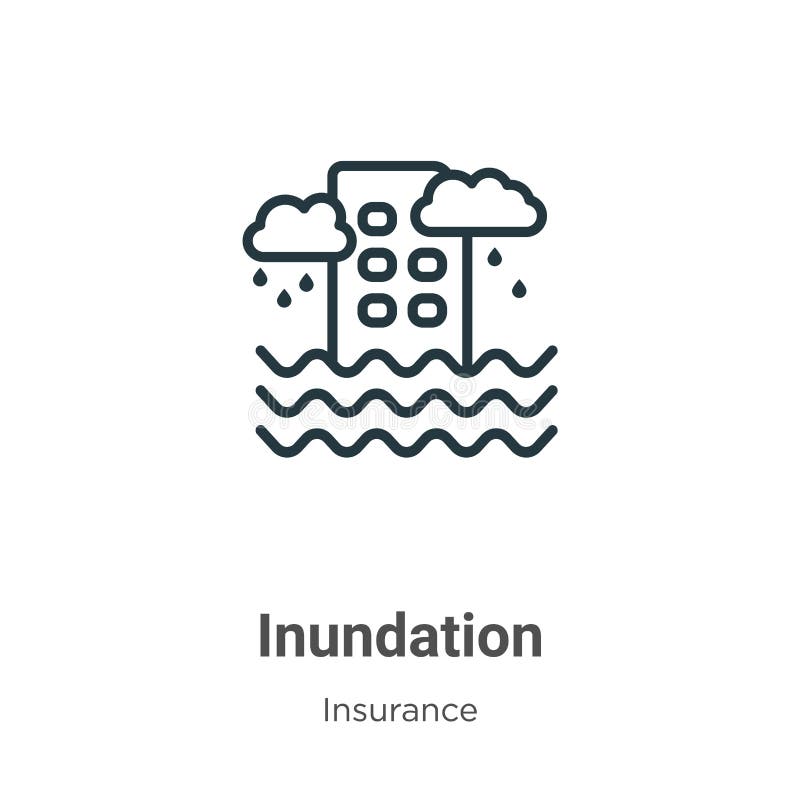 Inundation Outline Vector Icon. Thin Line Black Inundation Icon, Flat ...