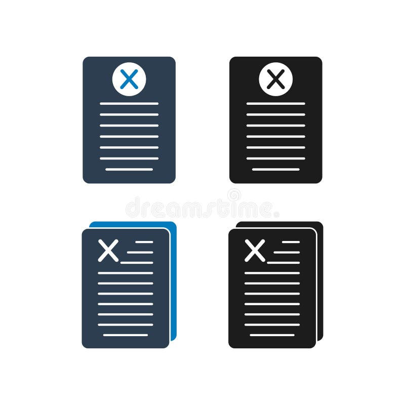 Invalid Document Icon Set. stock vector. Illustration of invalid ...