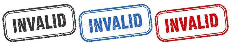 Invalid Square Isolated Sign Set. Invalid Stamp Stock Vector ...