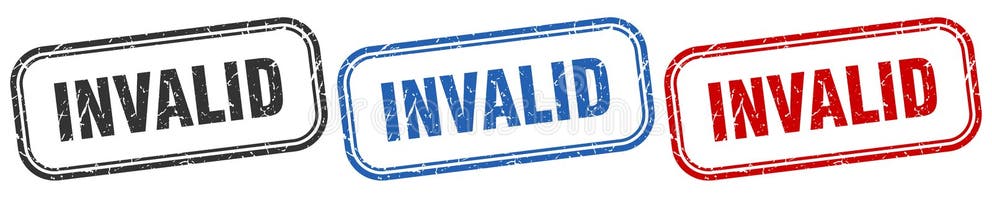 Invalid Square Isolated Sign Set. Invalid Stamp Stock Vector ...