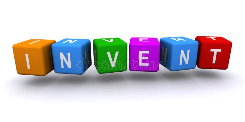 Invent word block on white stock illustration. Illustration of icon ...