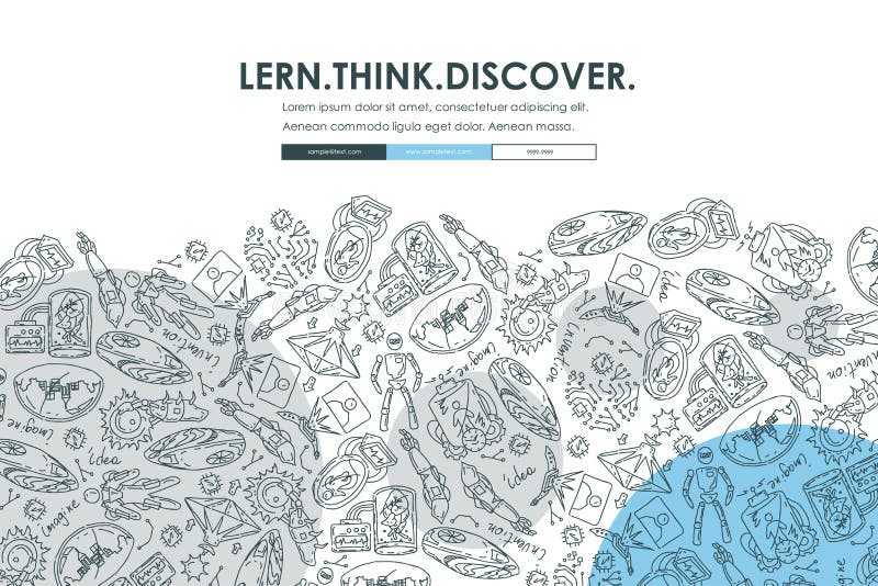 Doodle Invention Cartoon Science Robot Collage Pattern Stock Vector ...