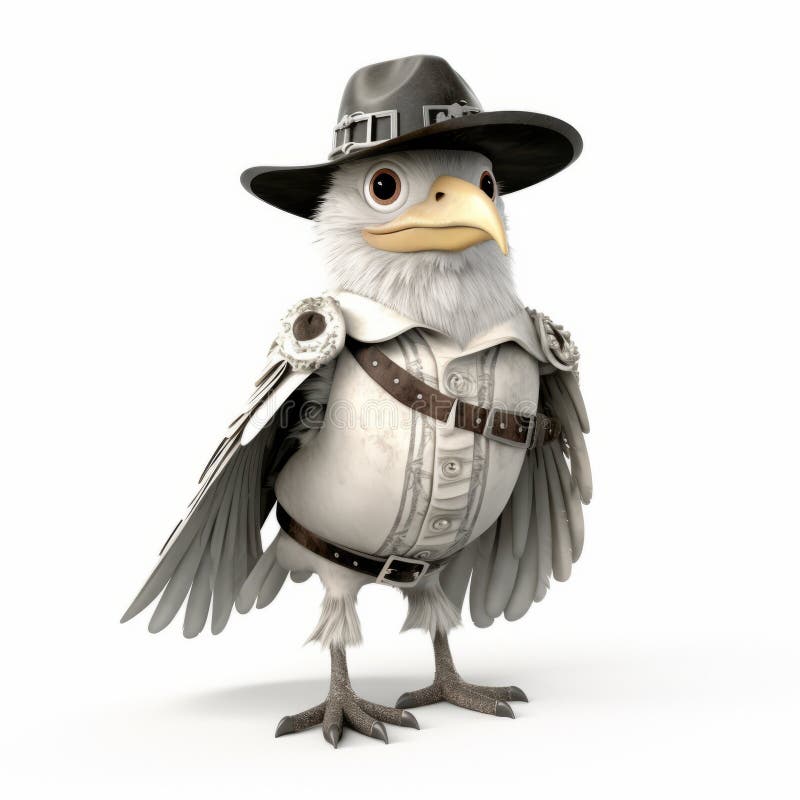 Inventive 3d Rendered Eagle Cowboy Character Design on White Background ...
