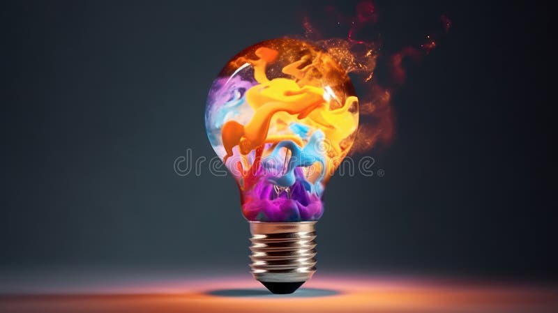 Inventive Vision Unique Concept with a Painted Lightbulb. Generative AI ...