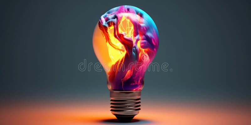 Inventive Vision Unique Concept with a Painted Lightbulb. Generative AI ...