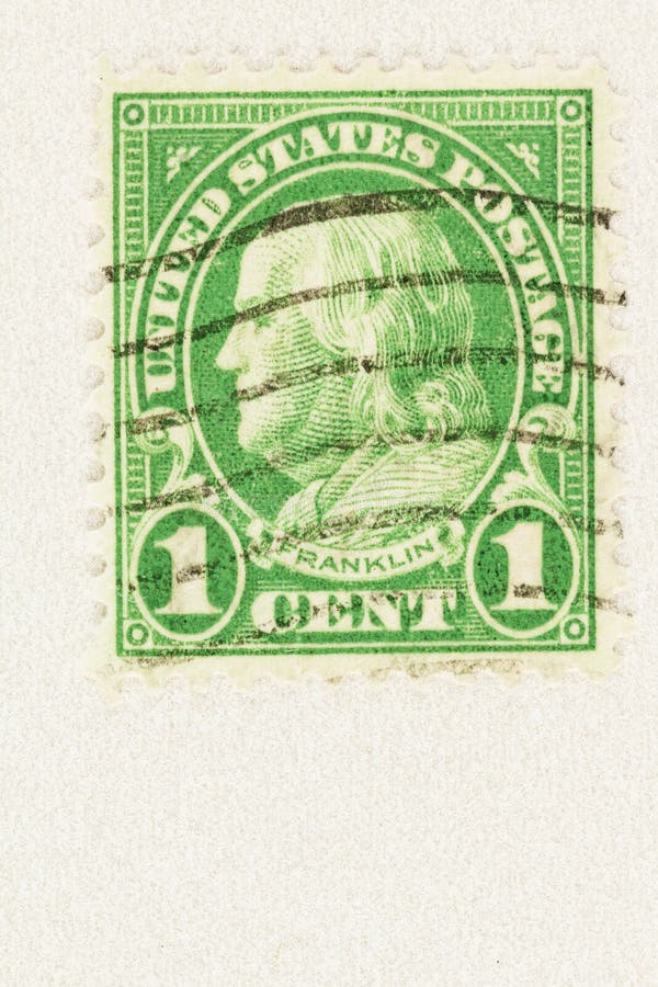 Inventor Benjamin Franklin in Green on Stamp Editorial Stock Photo ...