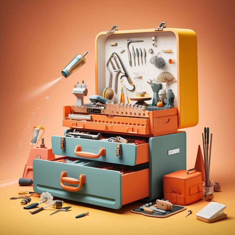 The Inventor s Toolbox stock image. Image of colors - 291673263