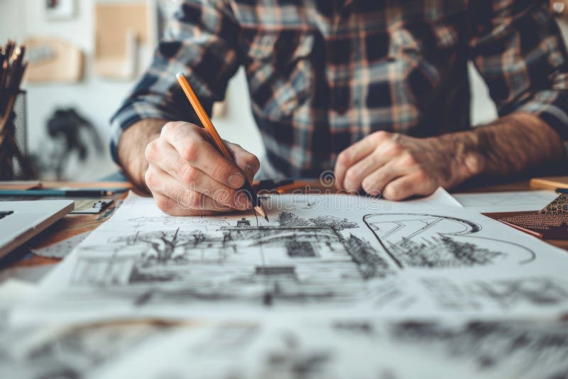 Inventor Working on Innovative Device Prototype in Modern Office for ...