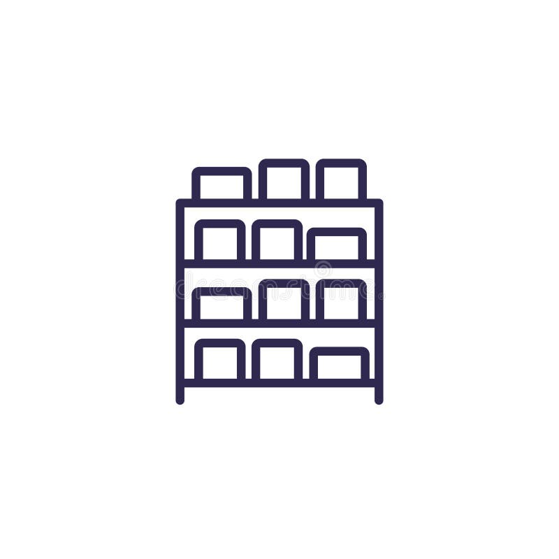 Inventory, Boxes on Shelves Line Icon, Vector Stock Vector ...