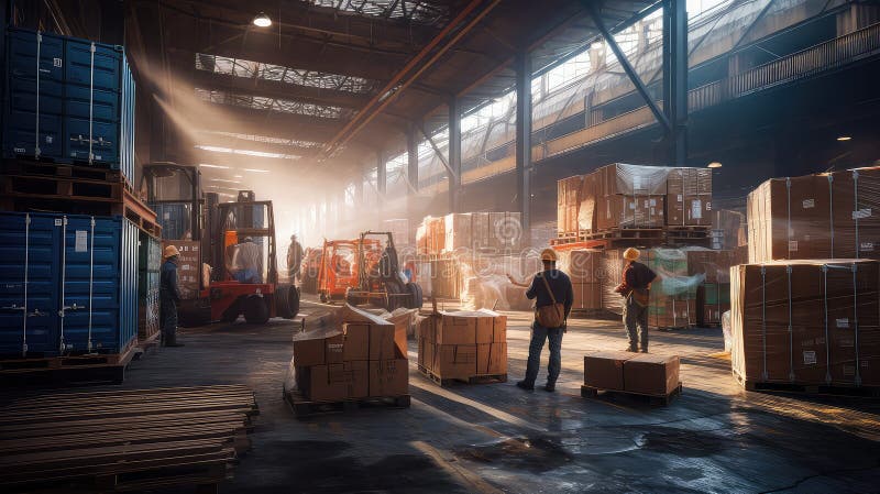 Inventory Cargo Warehouse Background Stock Illustration - Illustration ...