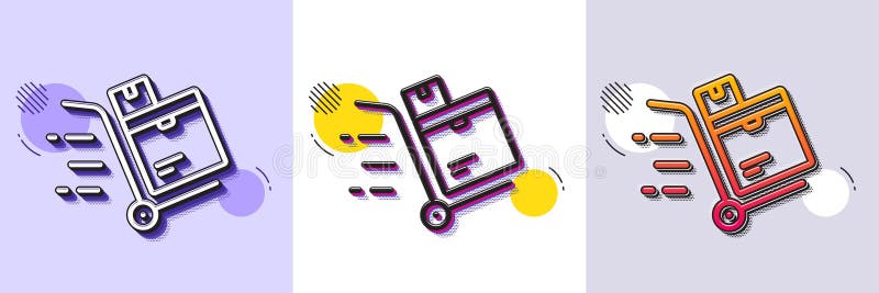 Inventory Cart Line Icon. Wholesale Delivery Sign. Halftone Dotted ...
