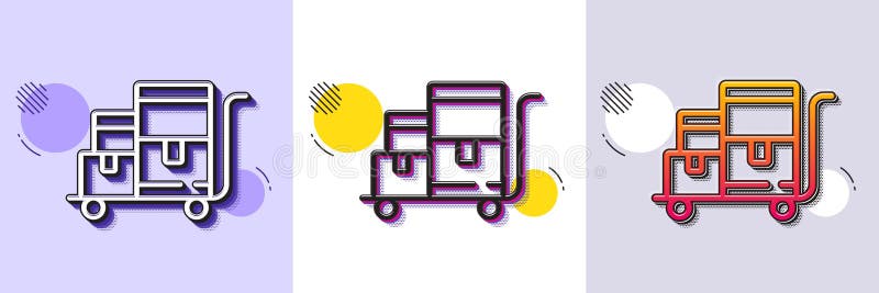 Inventory Cart Line Icon. Wholesale Delivery Sign. Halftone Dotted ...