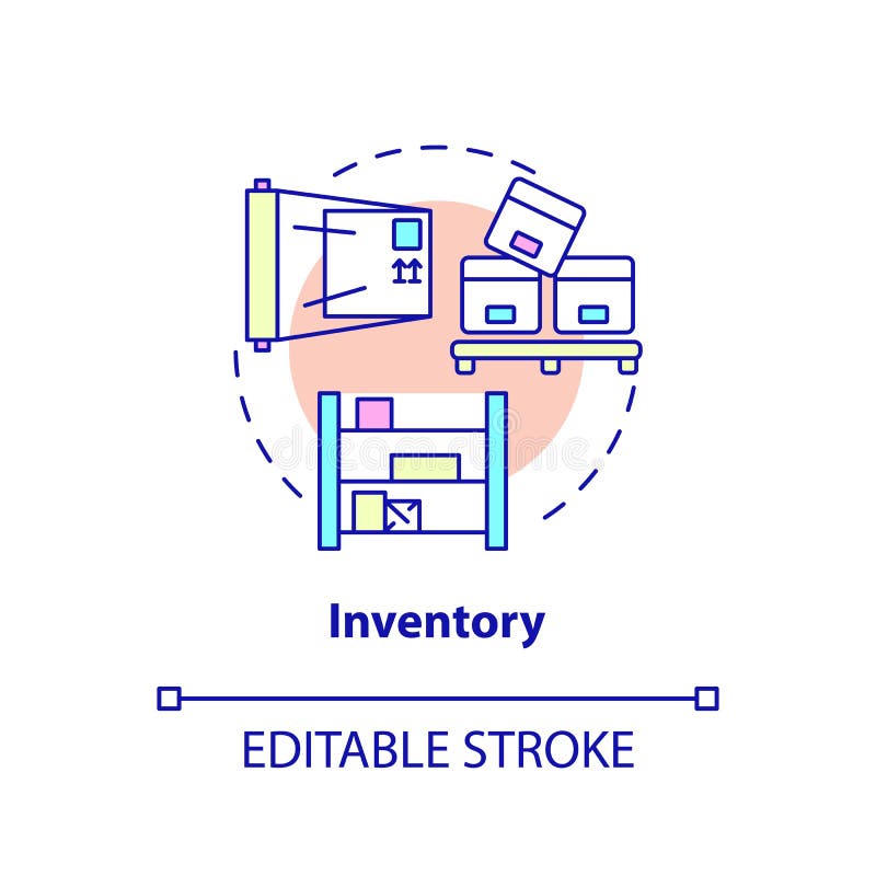 Inventory Concept Icon, Color, Line, Outline Vector Sign, Linear Style ...
