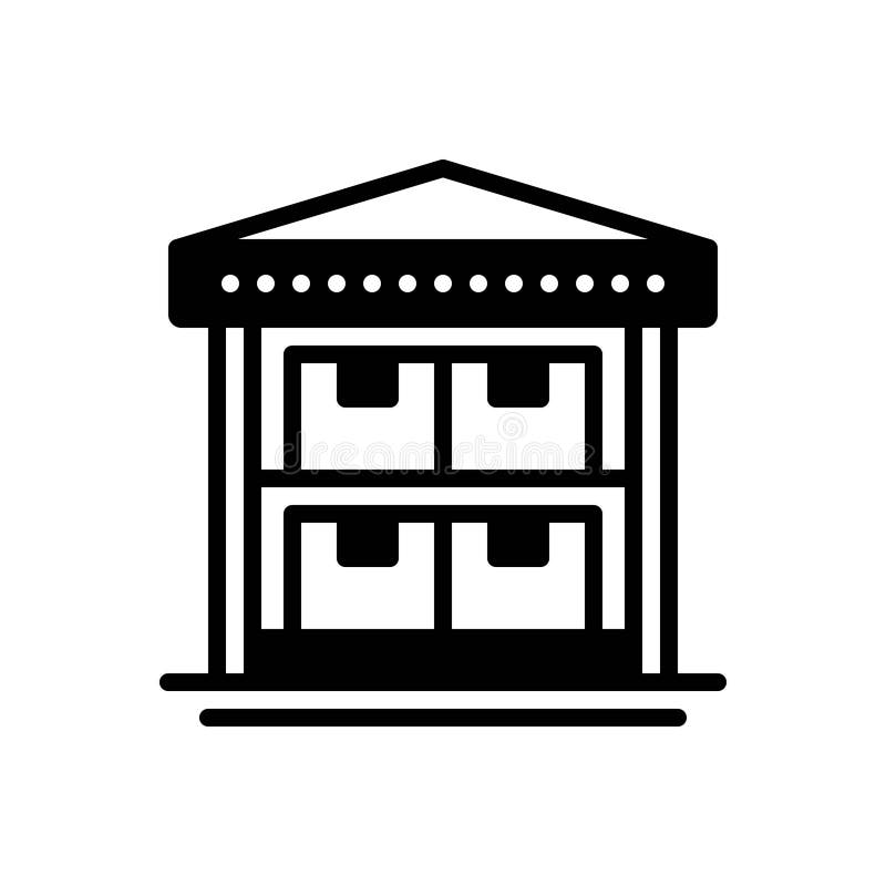 Black Solid Icon for Inventory, Warehouse and Godown Stock Illustration ...