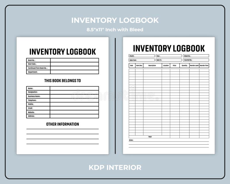 Inventory Log Book KDP Interior Stock Vector - Illustration of shop ...