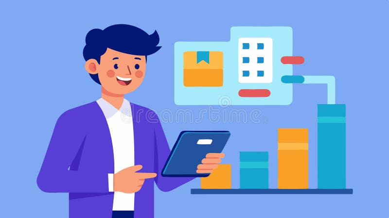 Inventory Management a Manager Joyfully Inspecting Digital Inventory ...