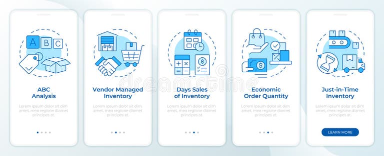 Inventory Management Methods Blue Onboarding Mobile App Screen Stock ...