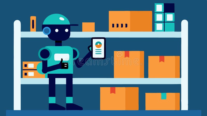 Inventory Management a Robot Organizing Shelves in a Warehouse Scanning ...
