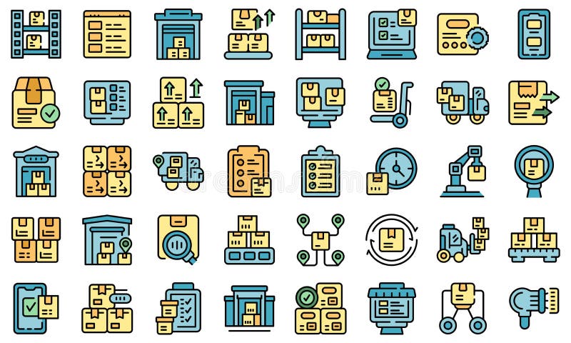Inventory Optimization Icons Set Vector Flat Stock Vector ...