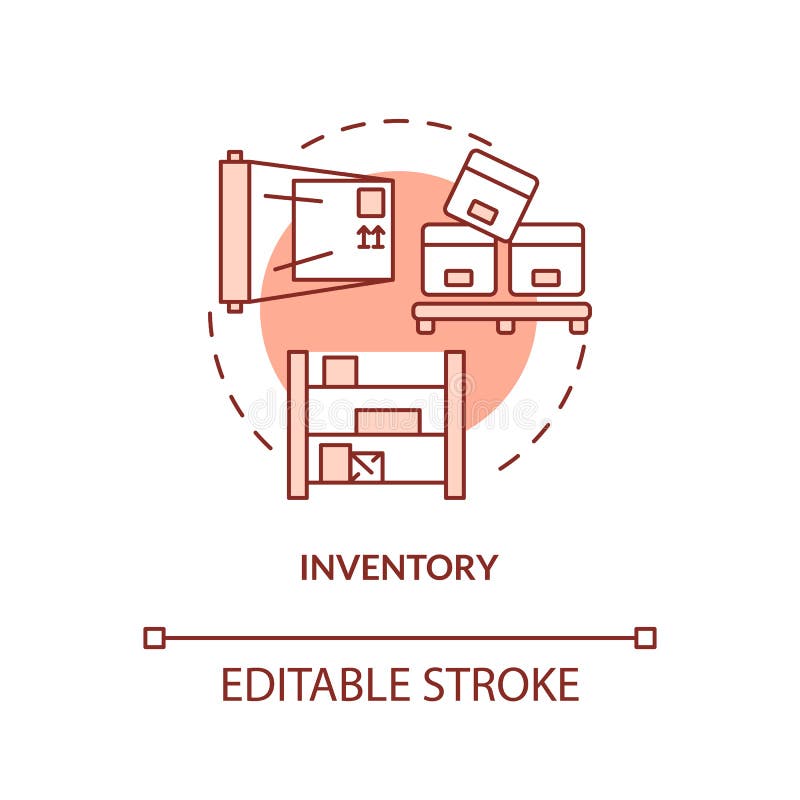 Inventory red concept icon stock vector. Illustration of vector - 243906620