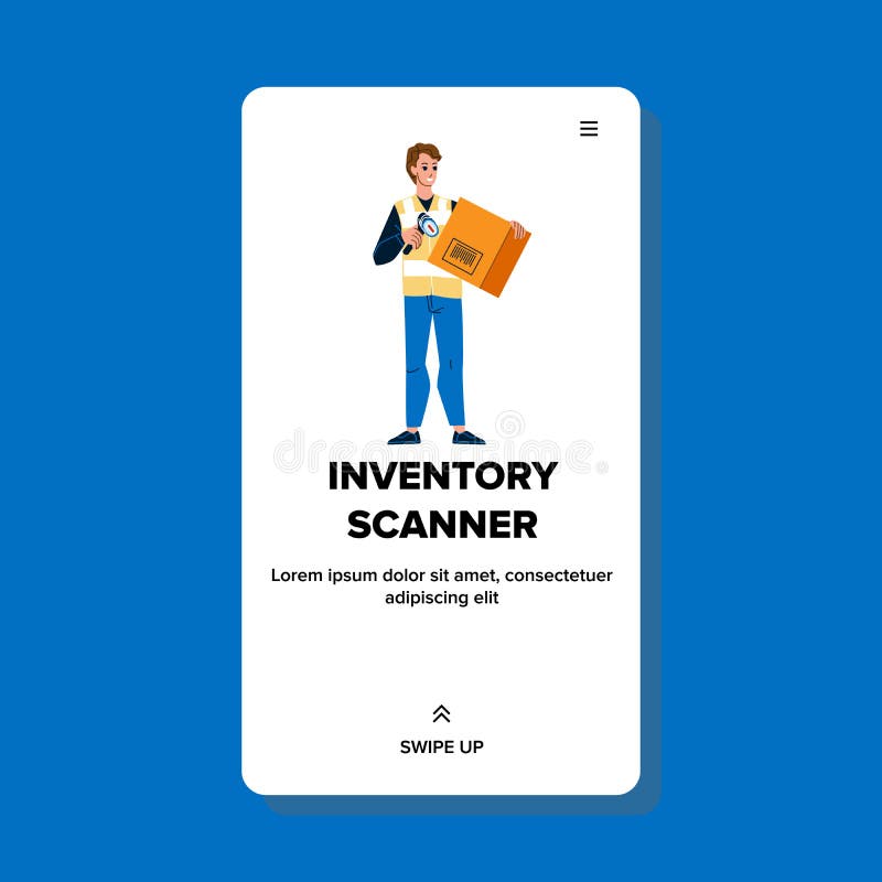 Inventory Scanner Device Using Delivery Man Vector Stock Vector ...