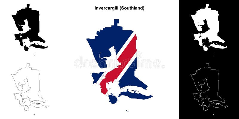 Invercargill outline map stock illustration. Illustration of outline ...