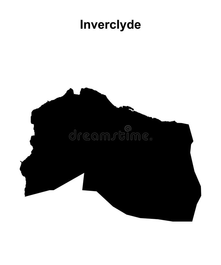 Inverclyde outline map stock vector. Illustration of cartography ...