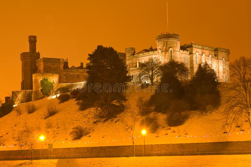 Inverness Castle and the River Ness at Night. Stock Image - Image of ...