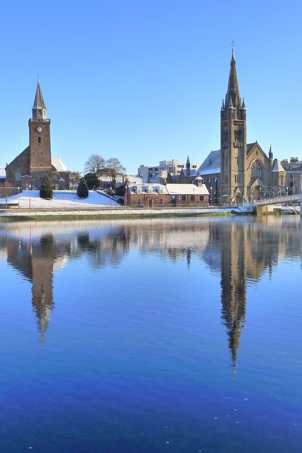 Inverness Churches in the Snow Stock Photo - Image of clear, blue: 19943706