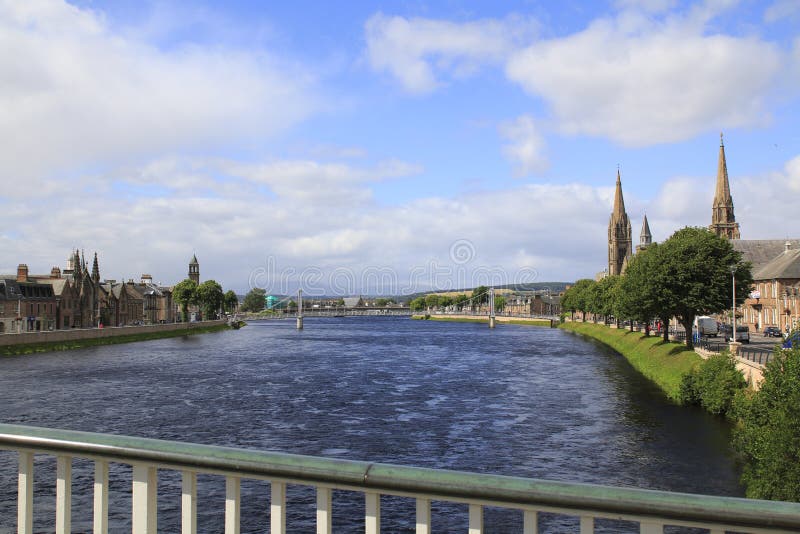 Inverness with the River Ness, Panorama, Town View Stock Image - Image ...