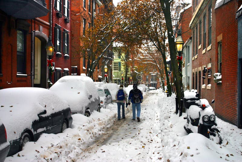 Inverno de Boston foto de stock. Imagem de neve, residencial - 4423688