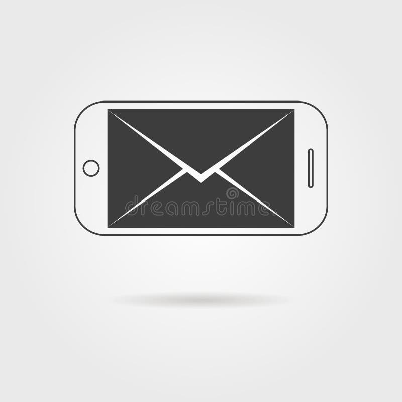 Inverted Black Smartphone and Letter Icon with Shadow Stock Vector ...