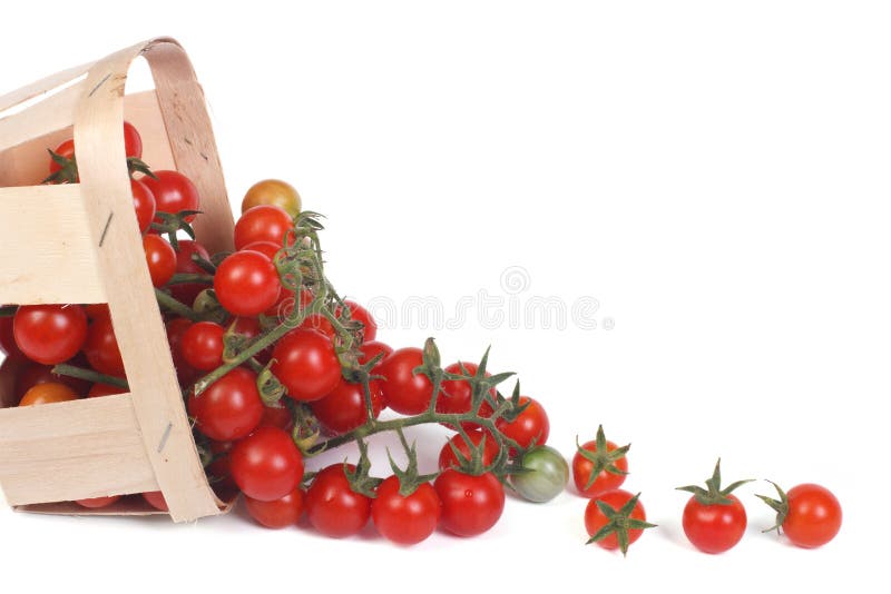 Inverted Box of Cherry Tomatoes on a White Stock Image - Image of ...