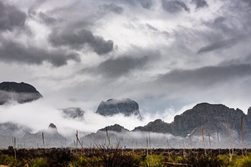 Inverted Clouds Look LIke.a Wave Crashing Over Chisos Mountains Stock ...