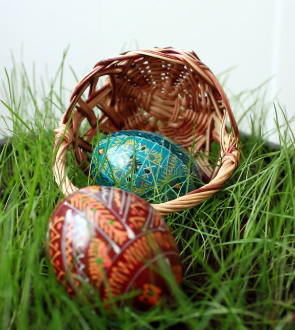 Inverted Easter Basket with Eggs Stock Photo - Image of spring, culture ...