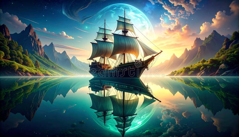 The Inverted Horizon stock illustration. Illustration of serene - 385483446