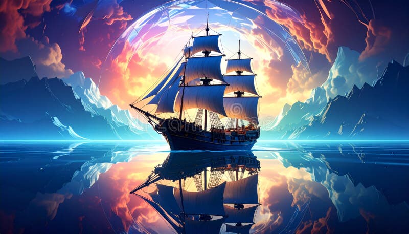 The Inverted Horizon stock illustration. Illustration of reflections ...