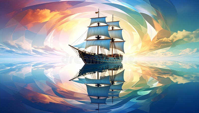 The Inverted Horizon stock illustration. Illustration of water - 385483495