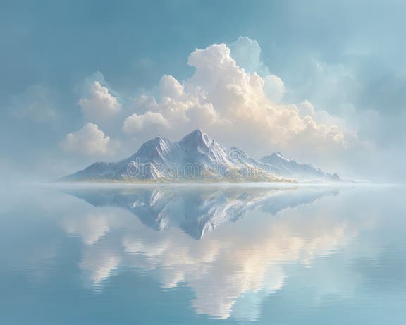 Inverted Nature Mountain Range Floating Above Clouds with Surreal ...