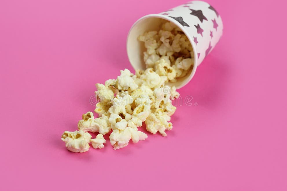 Inverted Paper Cup with Caramel Popcorn Background Stock Image - Image ...