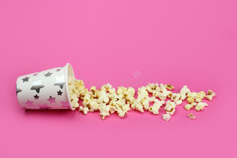 Inverted Paper Cup with Caramel Popcorn Background Stock Photo - Image ...