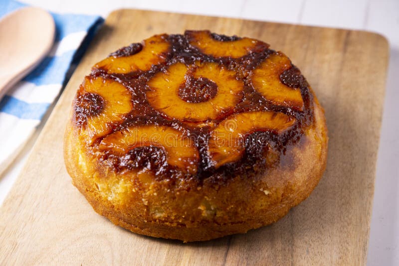 Inverted Pineapple Sponge Cake. Stock Image - Image of piece, cake ...