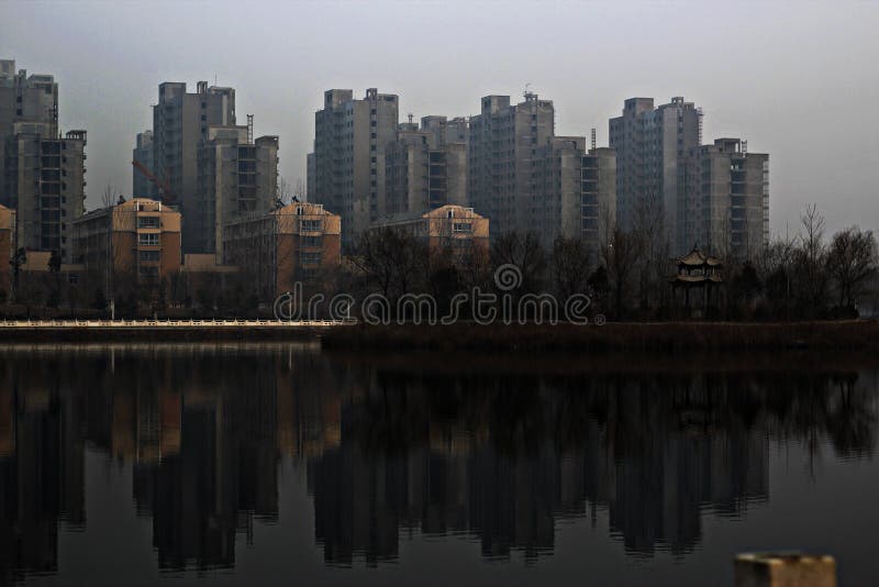 Inverted Reflection in Water Stock Photo - Image of beautiful, skyline ...
