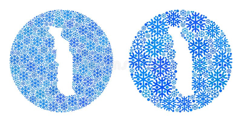 Inverted Round Togo Map - Snowflakes Collage with Empty Space Stock ...