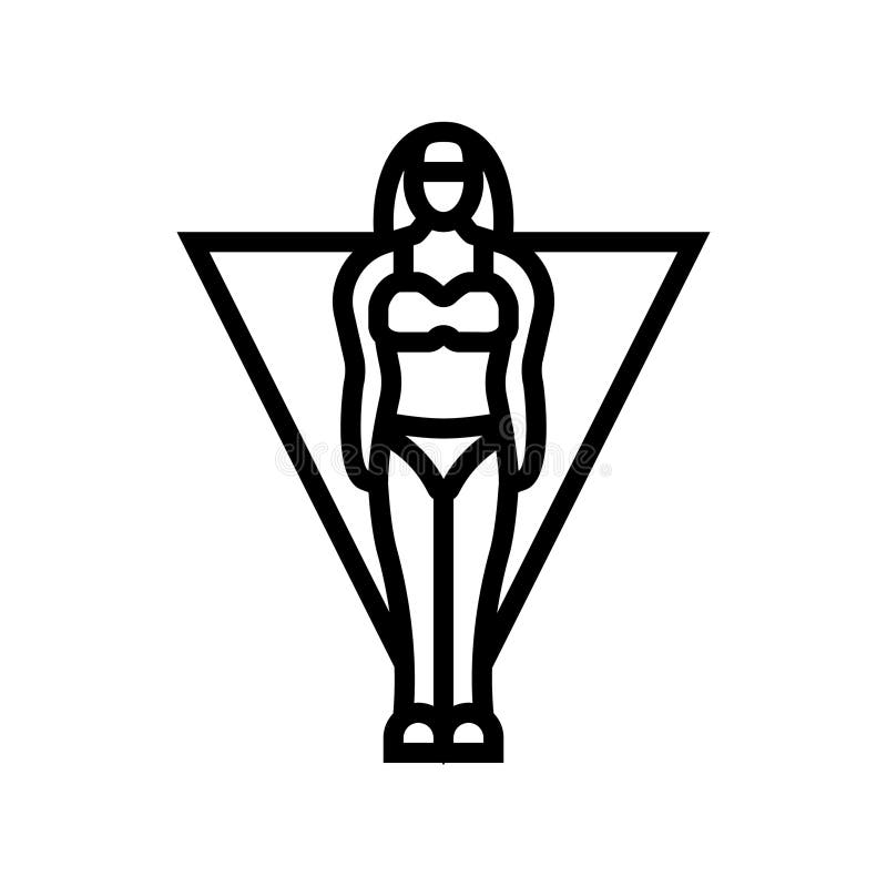 Inverted Triangle Female Body Type Line Icon Vector Illustration Stock Vector Illustration Of