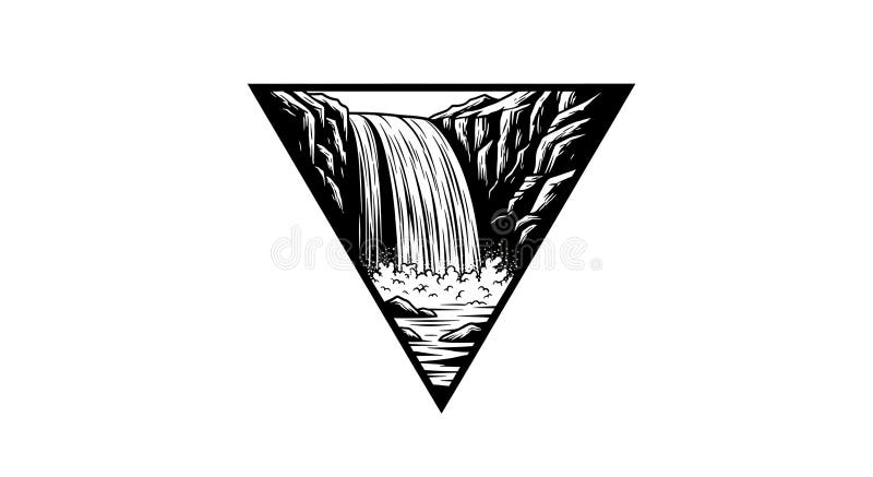 An Inverted Triangular Illustration Depicting a Waterfall Cascading ...