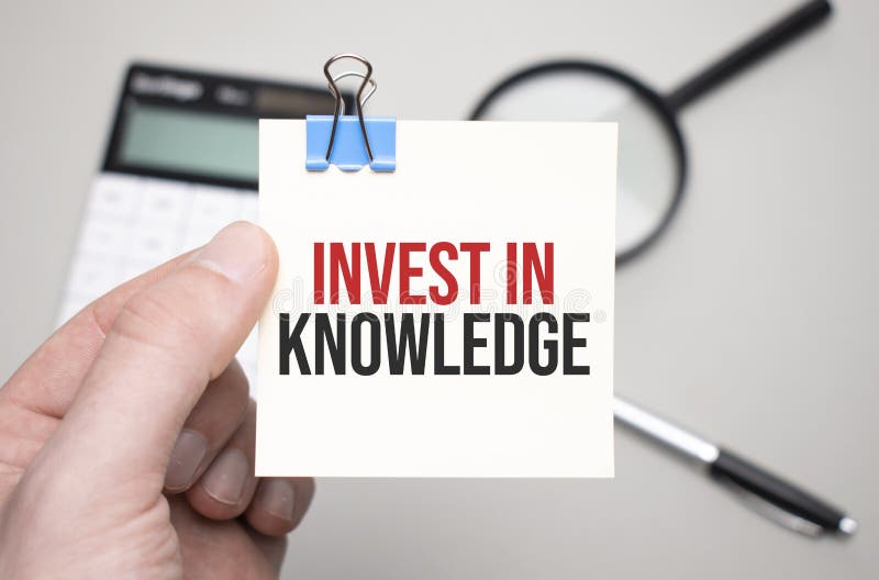 Invest in Knowledge Card Isolated on White Background Stock Photo ...