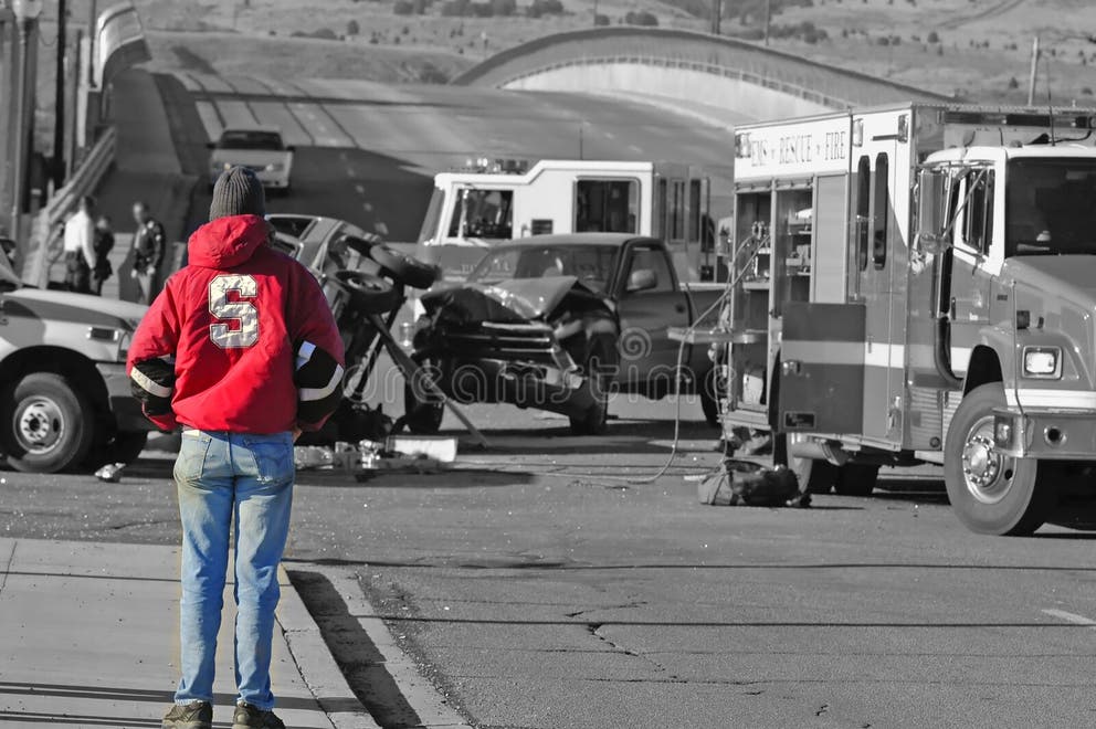 Investigating a car wreck stock photo. Image of dangerous - 1868686