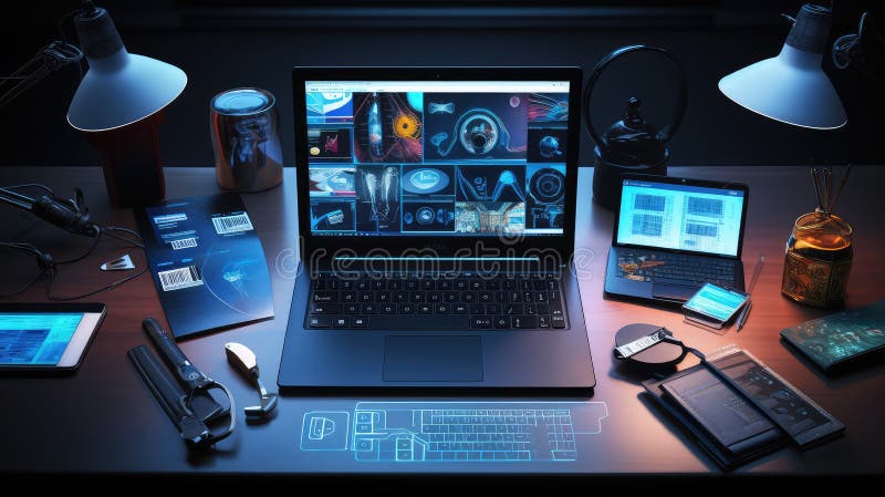 Investigation Computer Magnifying Glass Stock Illustration ...