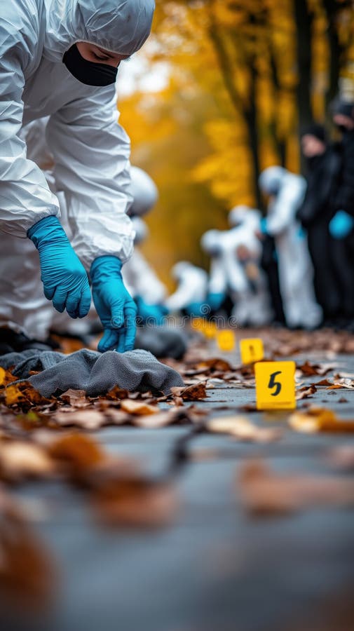 Investigation Scene with Forensic Officers Collecting Evidence in ... Investigation Scene with Forensic Officers Collecting Evidence in ...
